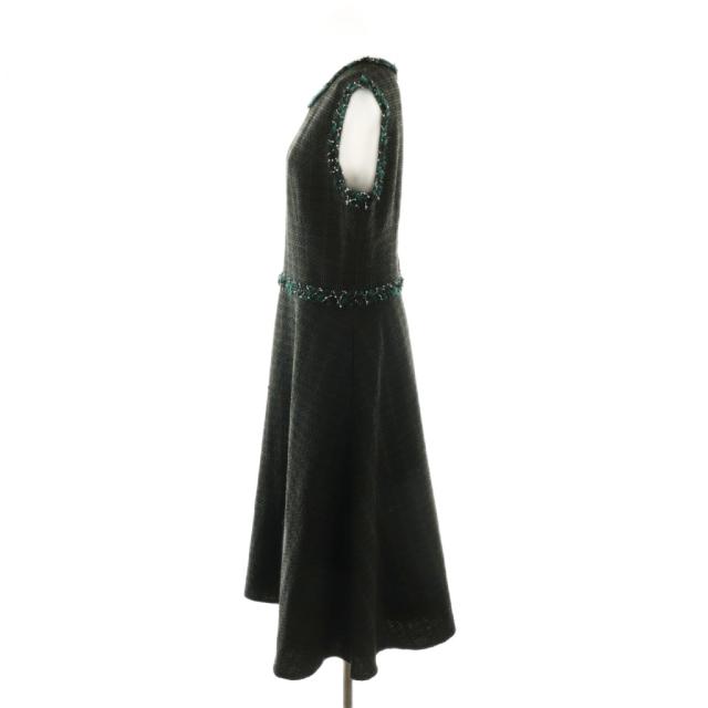 中古】ルネ 24年 ツイードワンピース ロング ノースリーブ 38 ブラック