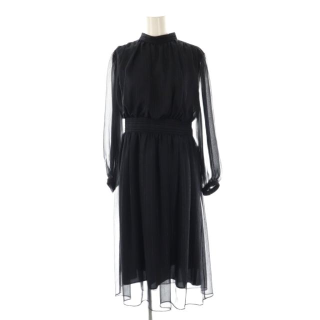 【中古】23区 オンワード樫山 25SS APPLAUDIR クレープシフォン ドレス ワンピース ロング 32 ダークネイビー