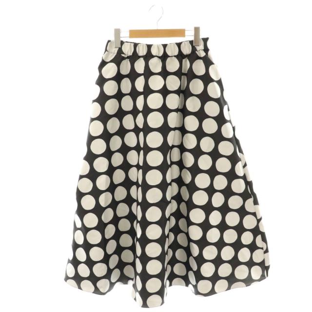 【中古】ケイトスペード KATE SPADE ドットジャガードスカート ロング フレア S 黒 ライトグレー /NR ■OS レディース