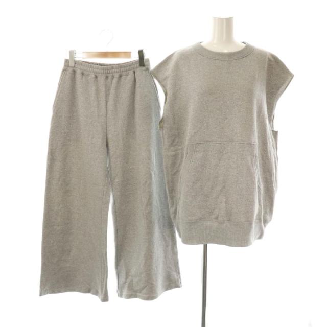 【中古】アストラット ASTRAET ラメ 裏毛 スウェット セットアップ イージーパンツ フレンチスリーブ 0 グレー