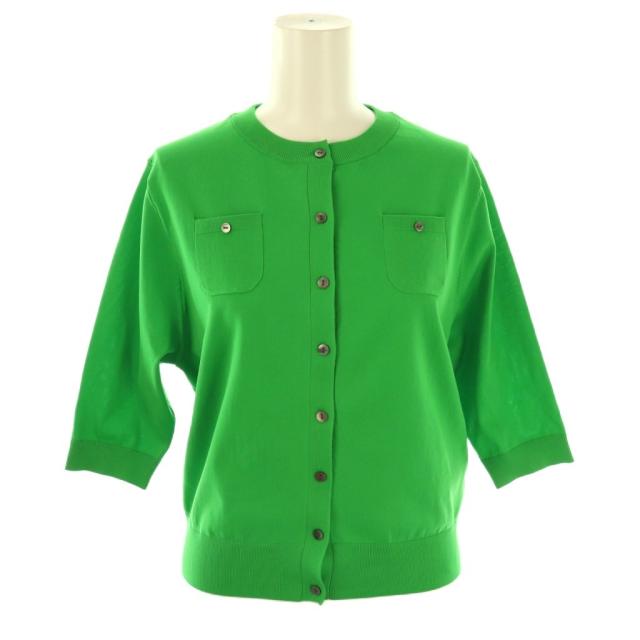 【中古】キャバン CABaN ファインポリエステル ハーフスリーブポケットカーディガン ニット S グリーン /ES ■OS