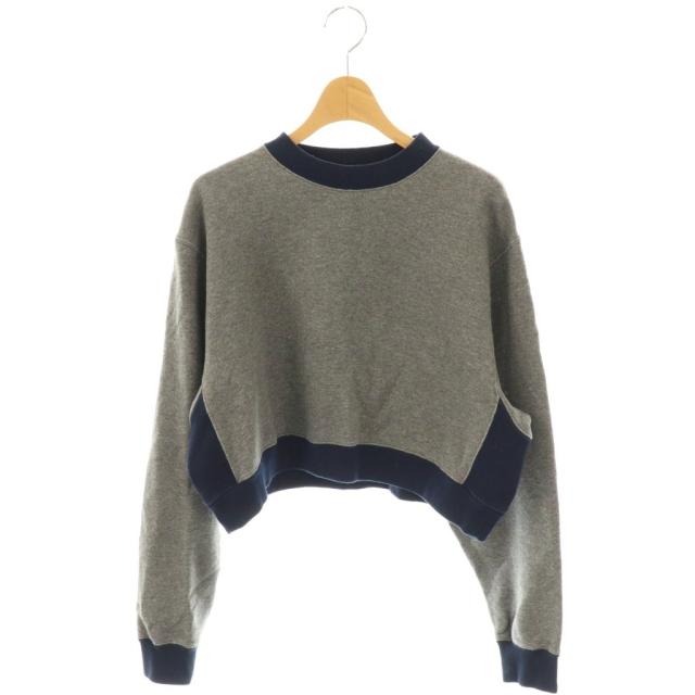 【中古】ハイク HYKE バイカラー クロップド スウェット トレーナー プルオーバー 2 グレー ネイビー 紺 /CX ■OS