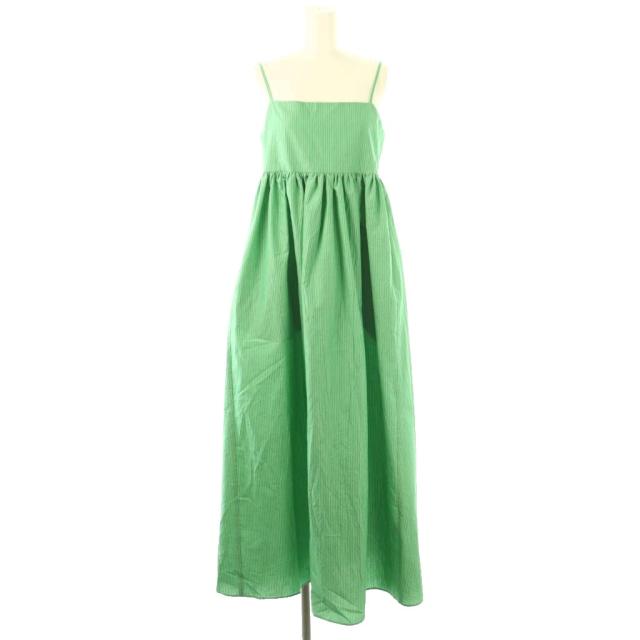 【中古】未使用品 ヨリ yori 24SS キャミストライプワンピース ロング 38 グリーン /HK ■OS レディース