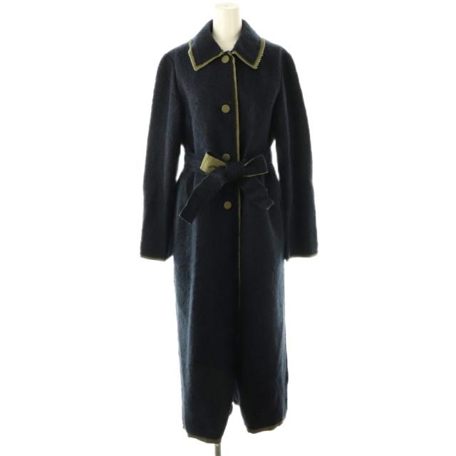 【中古】ティーチ TEECHI モヘヤ混 ステンカラーコート 38 ネイビー カーキ /ES ■OS レディース