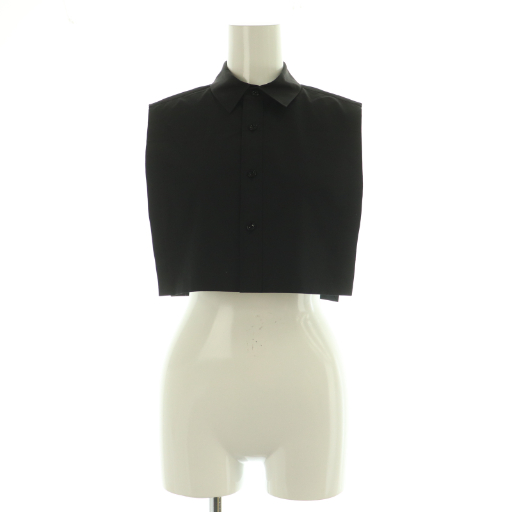 【中古】未使用品 ハイク HYKE 24SS T/C REGULAR COLLAR CROPPED TOP レギュラーカラークロップトップ F ブラック