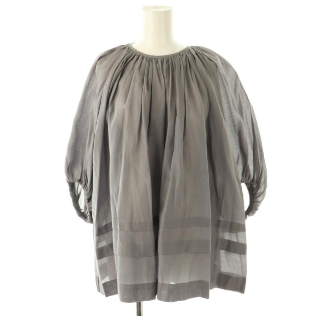【中古】ドゥロワー Drawer ギャザータックブラウス ギャザー シルク 38 グレー /ES ■OS レディース