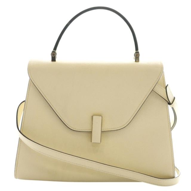 【中古】ヴァレクストラ ミディアム イジィデ バッグ ハンド ショルダー 2WAY ソフトカーフスキン アイボリー