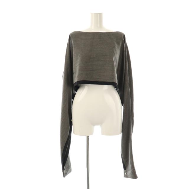 【中古】チノ SUMMER WOOL CAPE BLOUSE サマーウールケープブラウス プルオーバー 38 グレー ブラック /DO ■OS