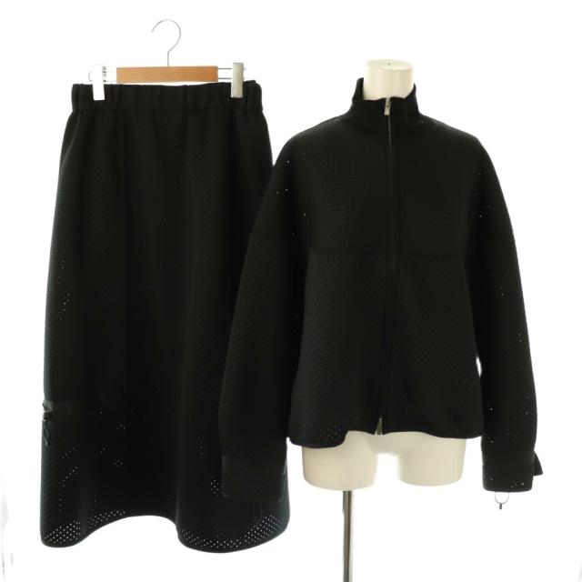 【中古】ズッカ zucca 25SS パンチングダンボール ジャケット スカート ロング セットアップ M ブラック /ES ■OS
