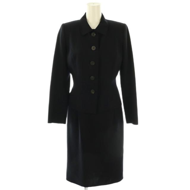 【中古】フォクシー ブティック FOXEY BOUTIQUE ジャケット ワンピース セットアップ 上下 スーツ 38 紺 ネイビー