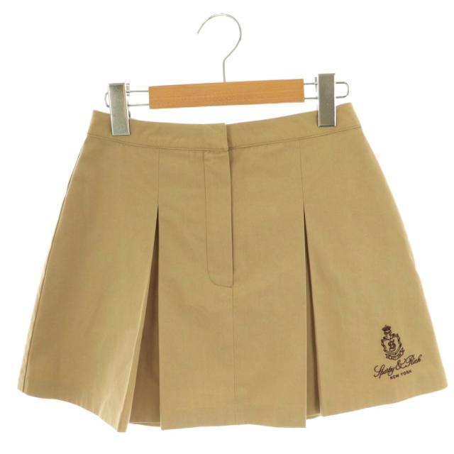 【中古】スポーティアンドリッチ Sporty & Rich VENDOME DOUBLE PLEAT SKIRT スカート ミニ XS 茶 ブラウン