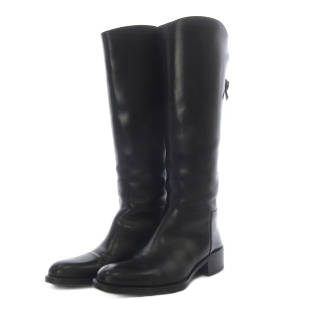 【中古】サルトル SARTORE クロスベルト ジョッキーロングブーツ ローヒール レザー 35 ブラック /YO17 ■SH