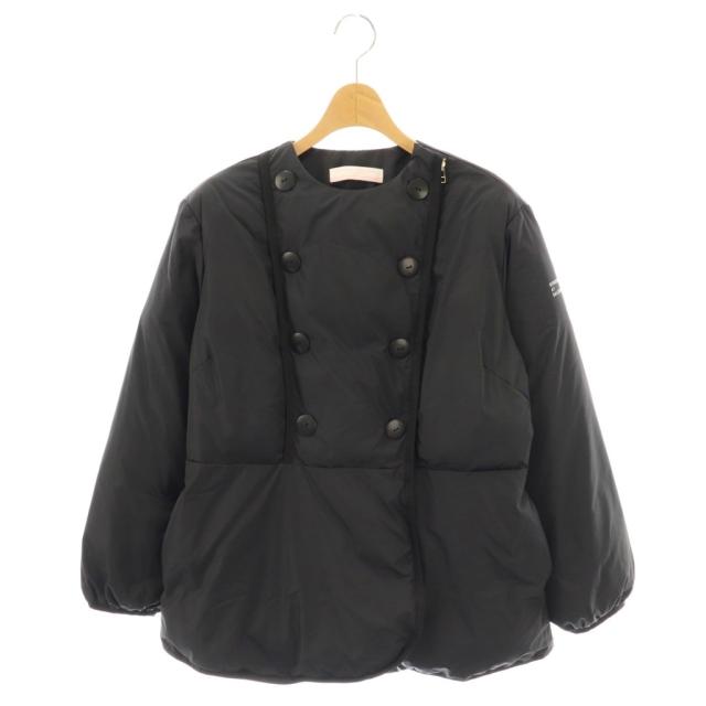 【中古】ボーダーズアットバルコニー BORDERS at BALCONY PADDING JACKET ジャケット アウター ノーカラー 36 黒