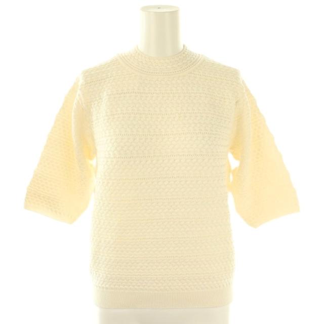 【中古】未使用品 モリ molli ニット セーター 五分袖 S 白 ホワイト /AT ■OS レディース