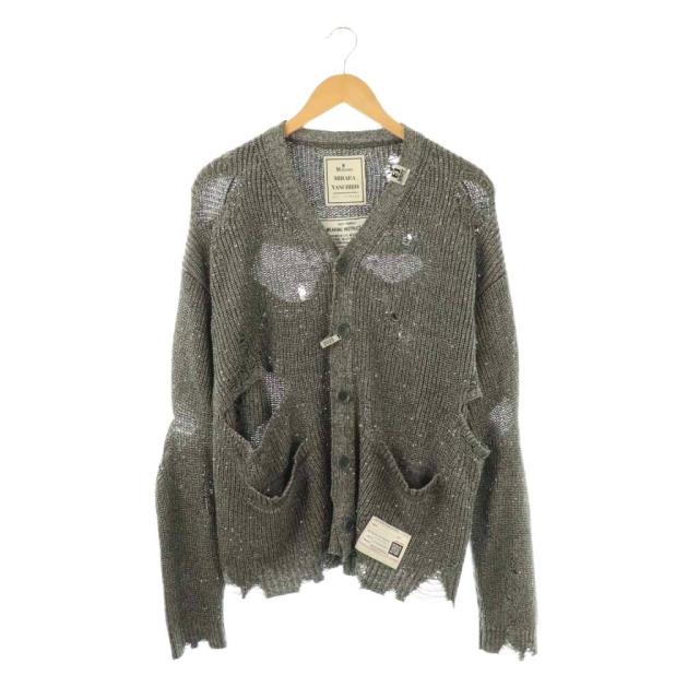 【中古】ミハラヤスヒロ メゾン 25SS SPANGLE KNIT CARDIGAN カーディガン Vネック 長袖 3 グレー /DO ■OS