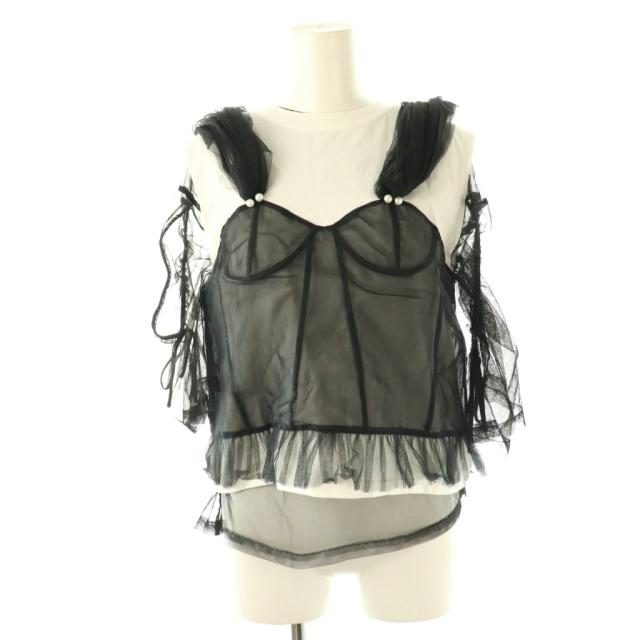 【中古】ヴィヴィアーノ STUDIOUS別注 2点セット チュール コルセットTシャツ シアーカットソー F ブラック /DO