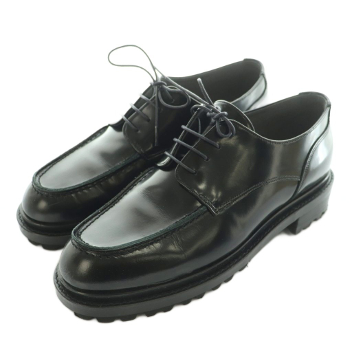 【中古】OHGA オーガ レースアップUチップローファー 24cm 黒 ブラック OHGA-145 /SS ■OS レディース