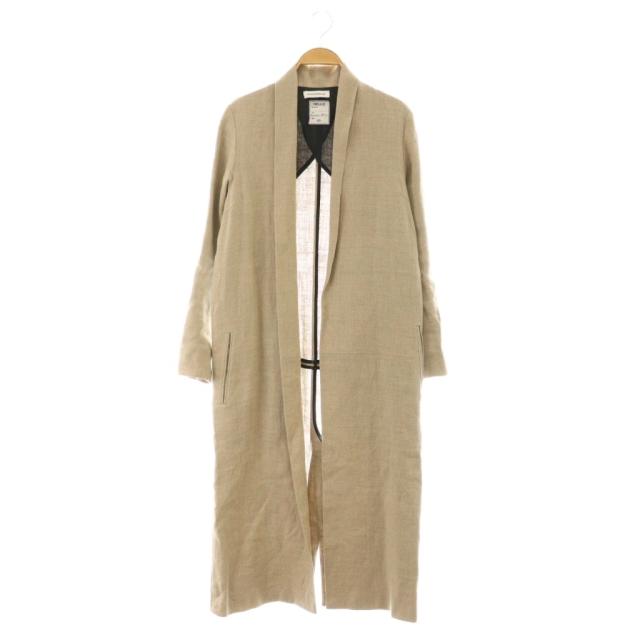 【中古】マディソンブルー MADISONBLUE リネンロングコート ショールカラーコート 00 ベージュ /DF ■OS レディース