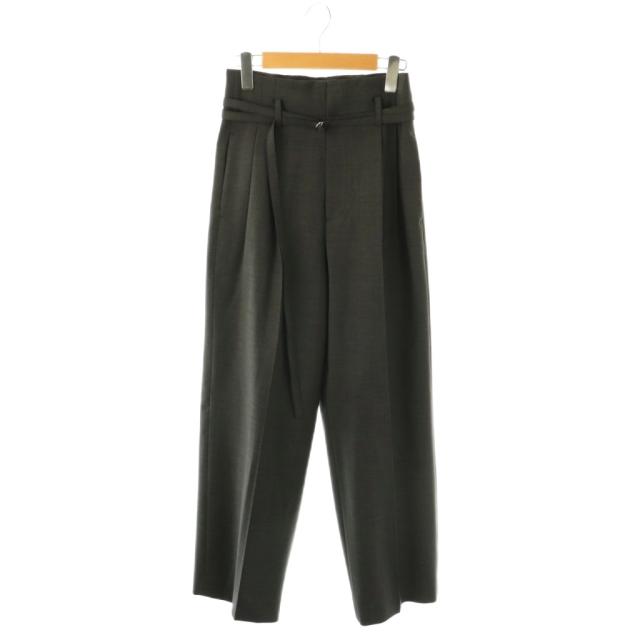 【中古】イウエンマトフ AEWEN MATOPH ハイウエスト ベルトパンツ タック 36 チャコール /CX ■OS レディース