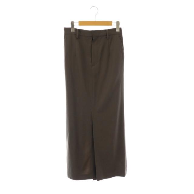 【中古】未使用品 リトローヴ 25SS スカート L'Appartement取り扱い ロング タイト ウール 34 チャコールブラウン