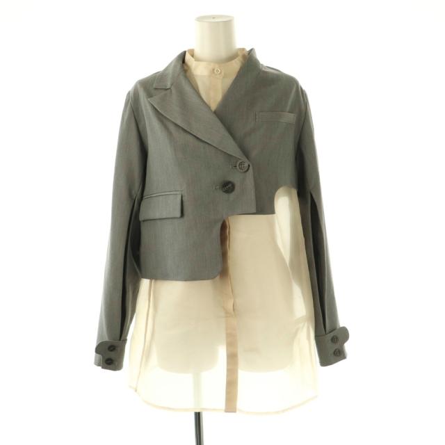 【中古】アメリヴィンテージ SHIRT SET STAIRS JACKET ジャケット シャツ ノースリーブ 2点セット S グレー ベージュ