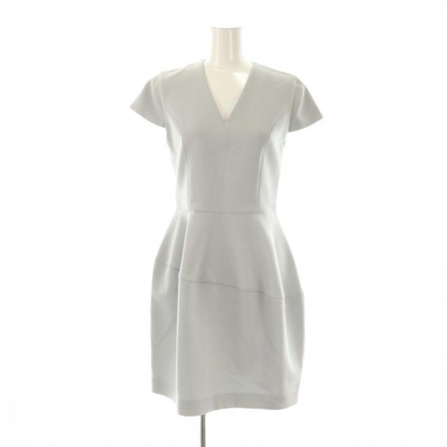 【中古】ヨーコチャン YOKO CHAN Vネック 半袖 バルーンドレス ワンピース ミニ 36 グレー /AT ■OS レディース