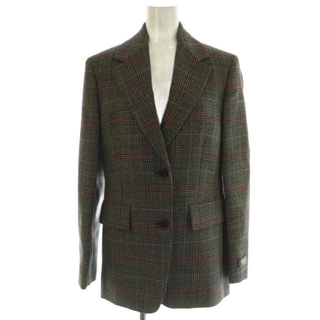 【中古】プラダ 24AW P524OE Single-Breasted Prince Of Wales Checked Jacket チェックジャケット 36 グレー