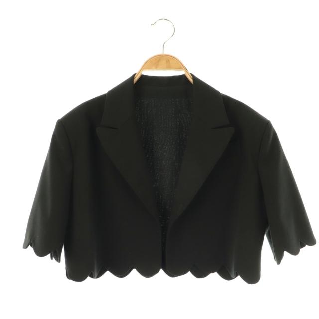【中古】シーニュ Cygne スカラップジャケット Raphael テーラード クロップド F ブラック /ES ■OS レディース