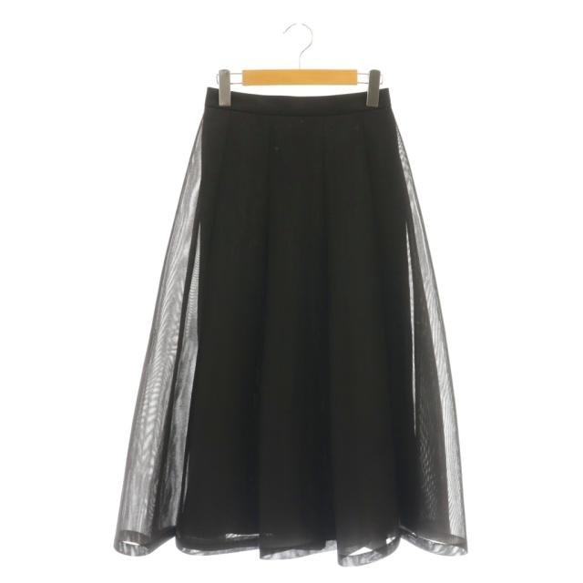 【中古】アベニールエトワール Aveniretoile シアーフレアスカート ロング 36 ブラック /DF ■OS レディース
