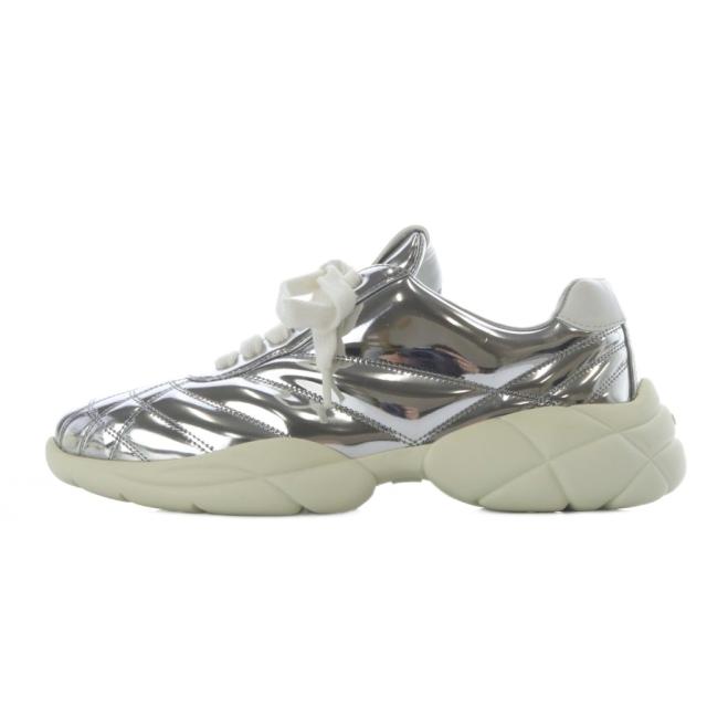 【中古】未使用品 ミュウミュウ miumiu ボリュームソール メタリックスニーカー ローカット 36.5 シルバー色