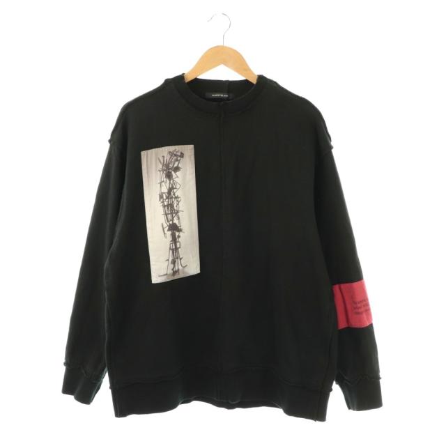 【中古】オールモストブラック CREW NECK CUT OFF PRINT PATCHED SWEAT スウェット トレーナー 2 ブラック ホワイト
