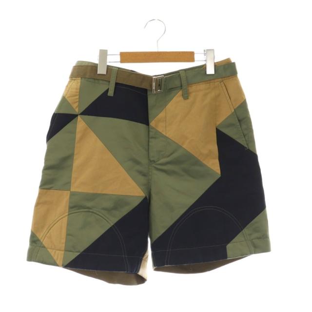【中古】サカイ Docking Short Pants ドッキングハーフパンツ ショートパンツ ジッパーフライ 2 カーキ ベージュ