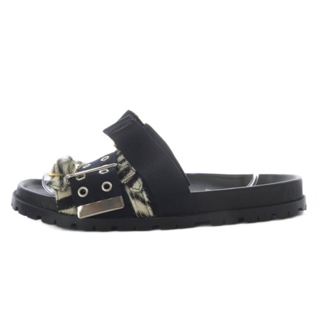 【中古】サカイ sacai サンダル フラット ストラップハラコ切替 42 ブラック 20-04958 /YO26 ■SH メンズ