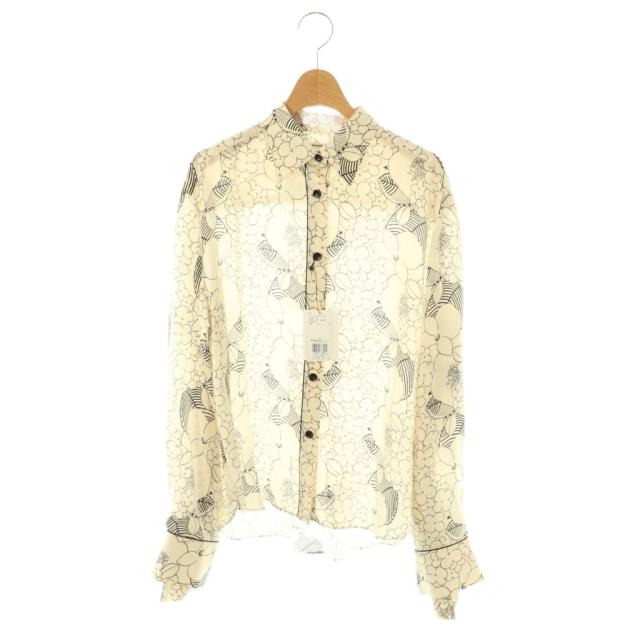 【中古】未使用品 エッセンスオブラグジュアリー エストネーション 24SS シルクプリントシャツ ブラウス 総柄 38