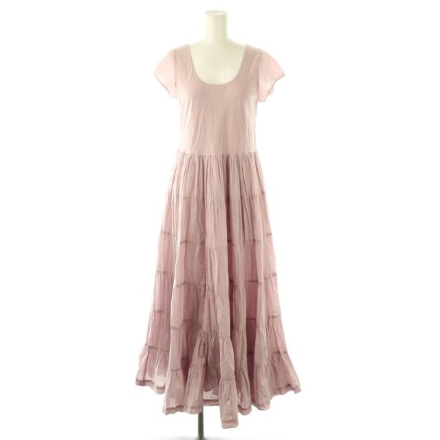 【中古】マリハ MARIHA ギャザーインド綿ノースリーブワンピース ティアード 38 スモークピンク /ES ■OS