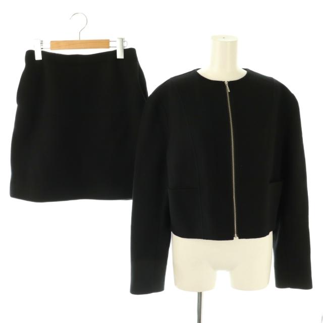 【中古】アニュアンス anuans ウールダブルクロスリバーショートジャケット スカート セットアップ スーツ M