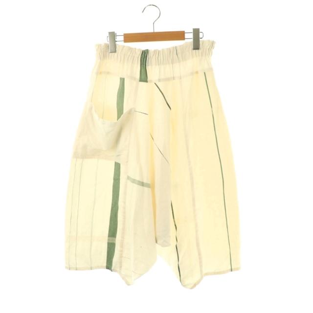 【中古】玉木新雌 タマキニイメ tamaki niime サルエルパンツ ハーフパンツ ショートパンツ オフホワイト グリーン