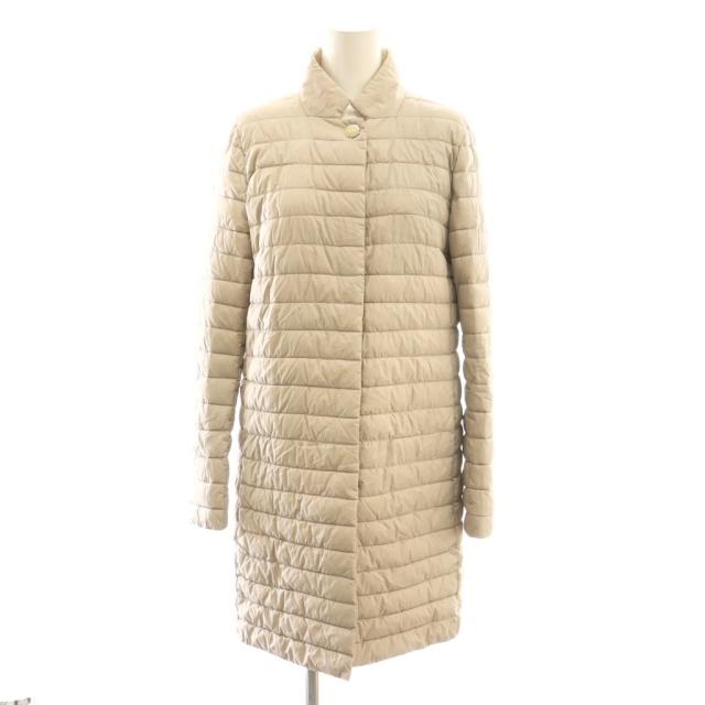 【中古】ヘルノ HERNO ナイロン ダウンコート 40 グレージュ /AB ■OS レディース