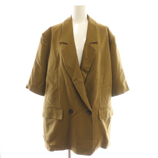 【中古】リアムプラージュ RIAM PLAGE 25SS ハーフテーラードジャケット M 38 カーキ ダブル 背抜き 半袖