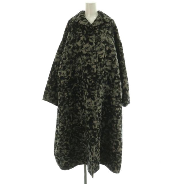 【中古】ミナペルホネン mina perhonen 24AW piuma コート アウター ロング ウール 38 グレージュ 黒 aca6789