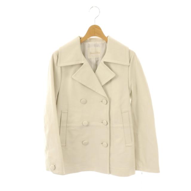 【中古】未使用品 グレースクラス GRACE Class 25SS ラムレザーPコート ダブル 36 キナリ /HK ■OS レディース