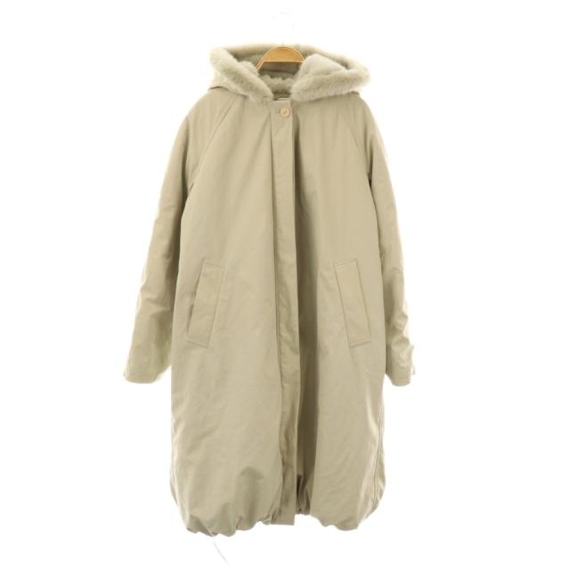 【中古】ヨンファ YONFA パデットファーコート 中綿コート アウター M グレージュ /DF ■OS レディース