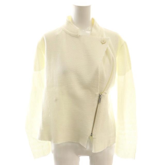 【中古】イッセイミヤケ ISSEY MIYAKE ニットジャケット スタンドカラー 2 白 ホワイト /AT ■OS レディース