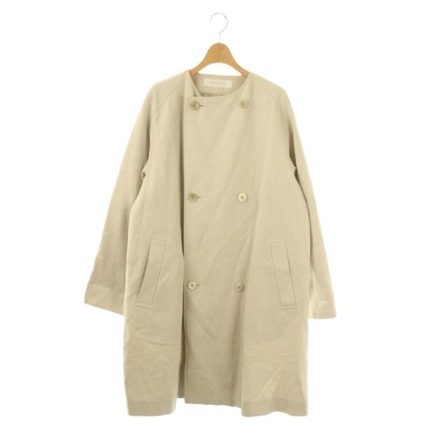 【中古】ギャルリーヴィー トゥモローランド コットンリネンマットクロス ノーカラーコート アウター 36