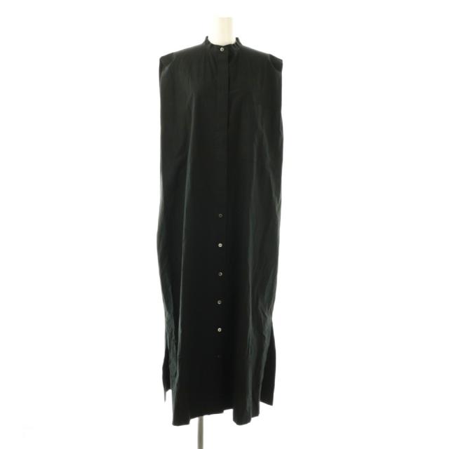 【中古】サクラ SAKULA WASHED TYPEWRITER OP ワンピース 38 黒 ブラック ノースリーブ ロング丈 スタンドカラー