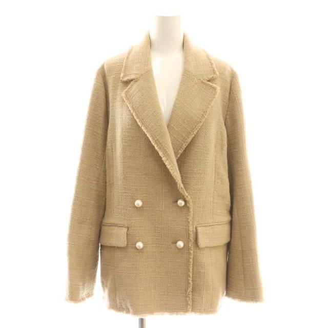 【中古】スピック&スパン ファンシーツィードダブルブレストジャケット テーラードジャケット 36 ベージュ