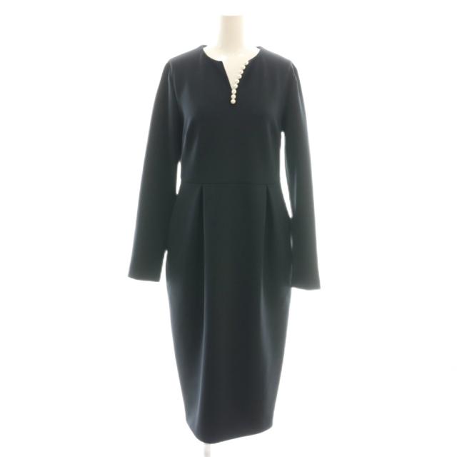 【中古】ユナイテッドアローズ UNITED ARROWS パールモチーフワンピース ロング 38 ダークネイビー レディース