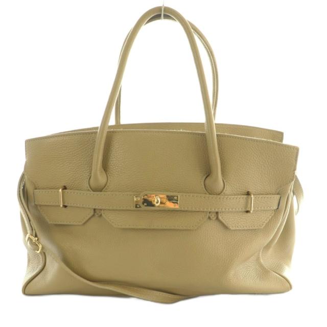 【中古】オウレンティ AULENTTI フラップ風レザー2wayトートバッグ ショルダー モカ /SS ■OS レディース