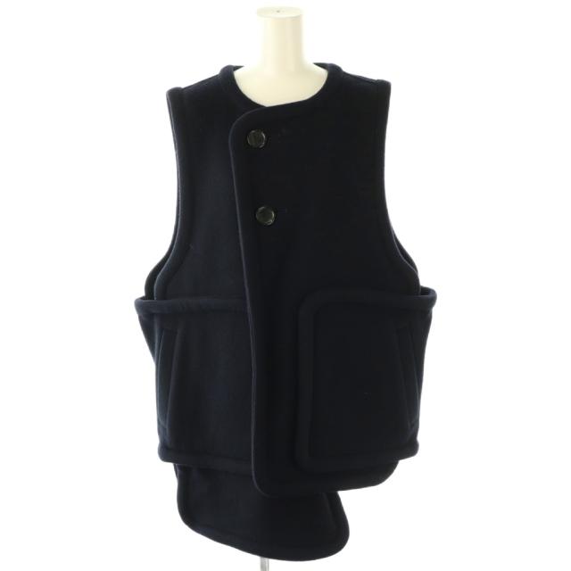 【中古】エンフォルド ENFOLD サンプル品 25AW PIPING VEST ベスト 前開き 38 濃紺 /NR ■OS レディース