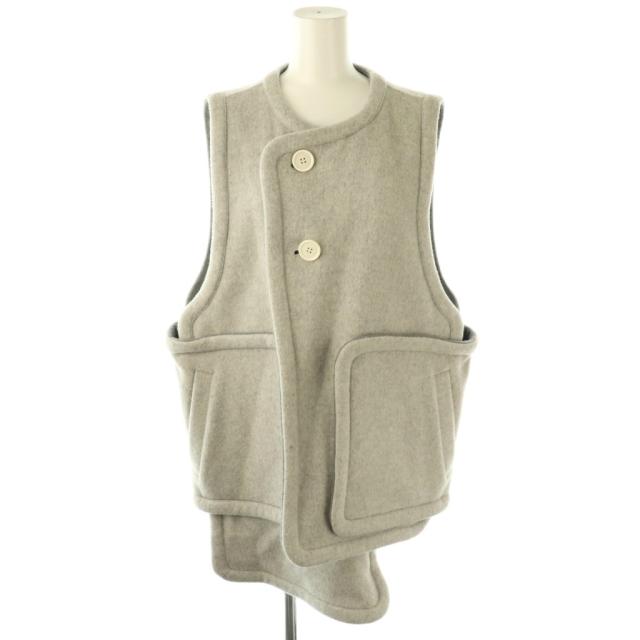 【中古】エンフォルド ENFOLD サンプル品 25AW PIPING VEST ベスト 前開き 38 グレー /NR ■OS レディース